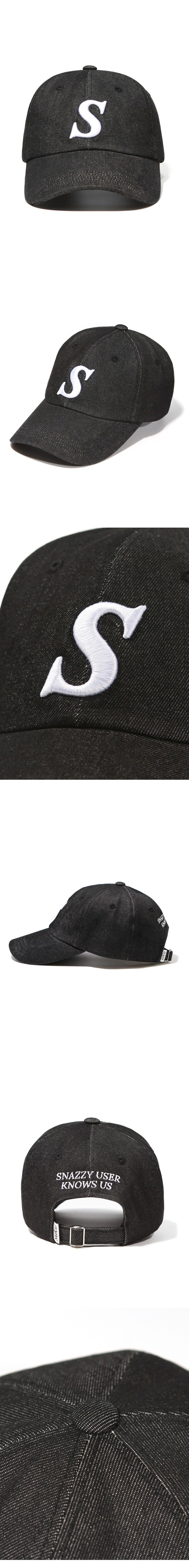 S LOGO BALL CAP-BLACK DENIM