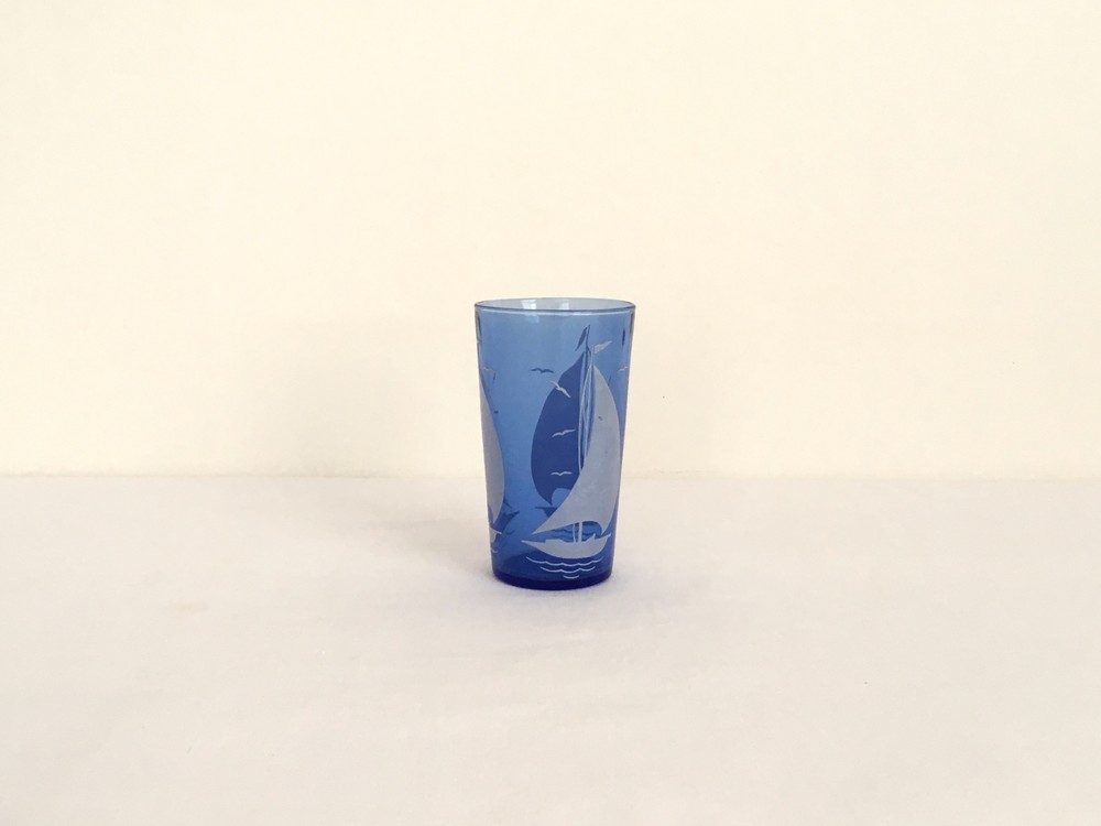 1960s summer blue juice glass