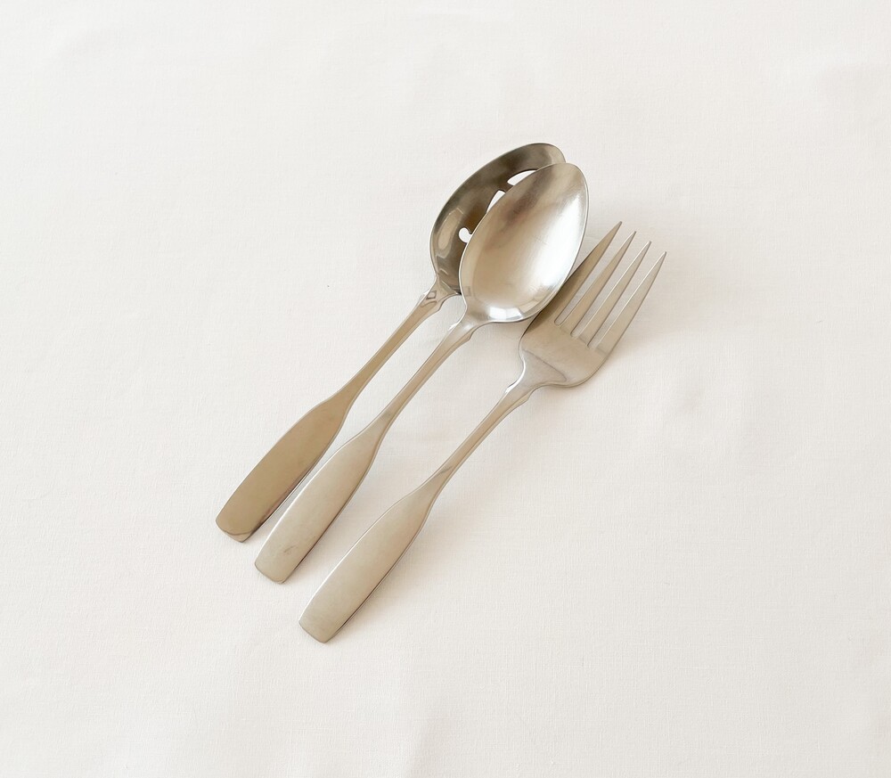 1970s old hall stainless steel serving spoon & folk