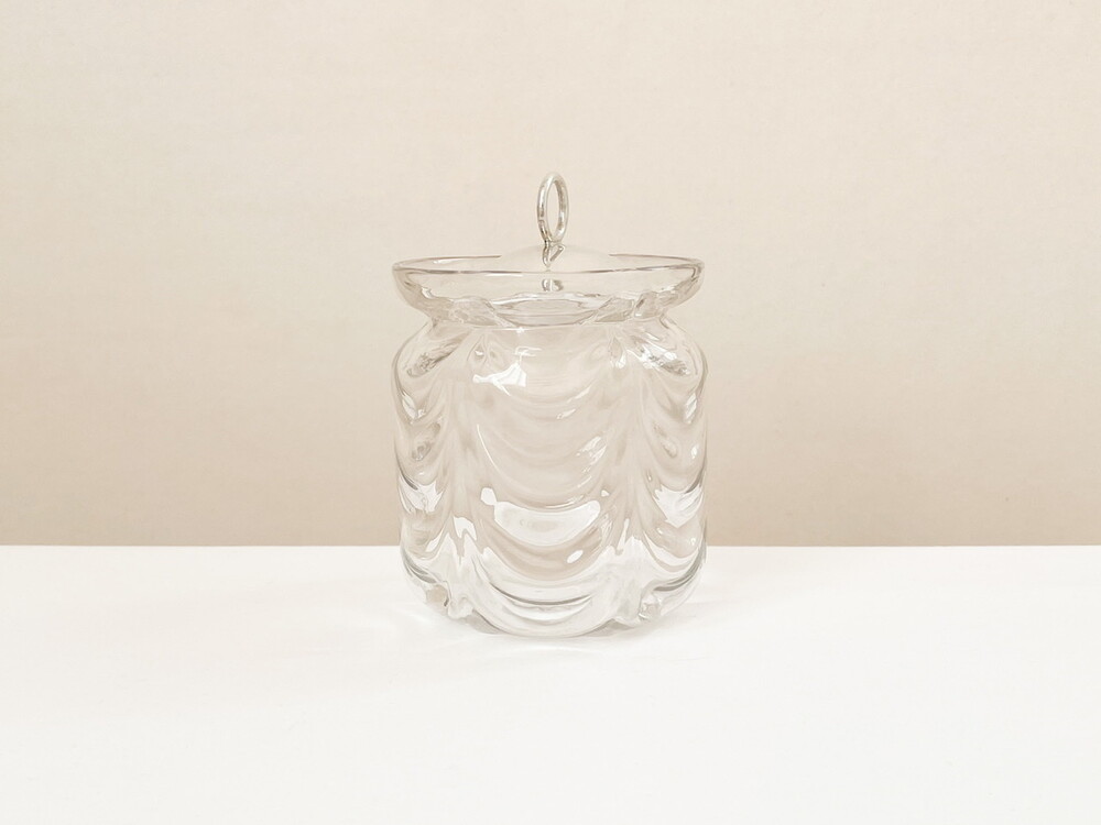 1940s ruffled crystal jam pot
