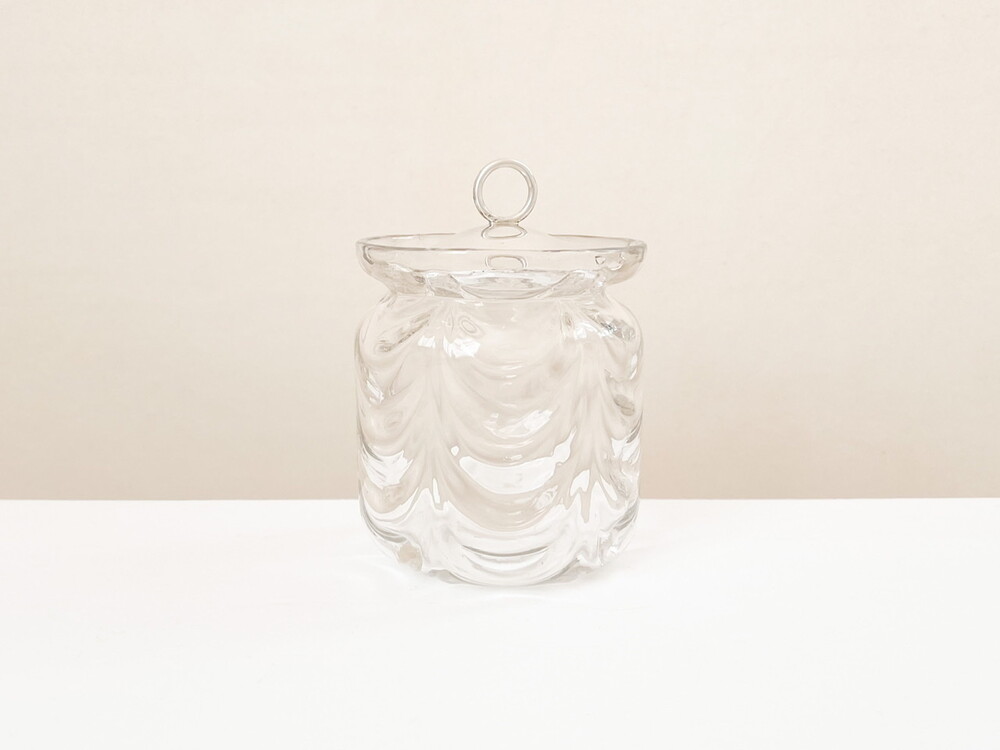1940s ruffled crystal jam pot