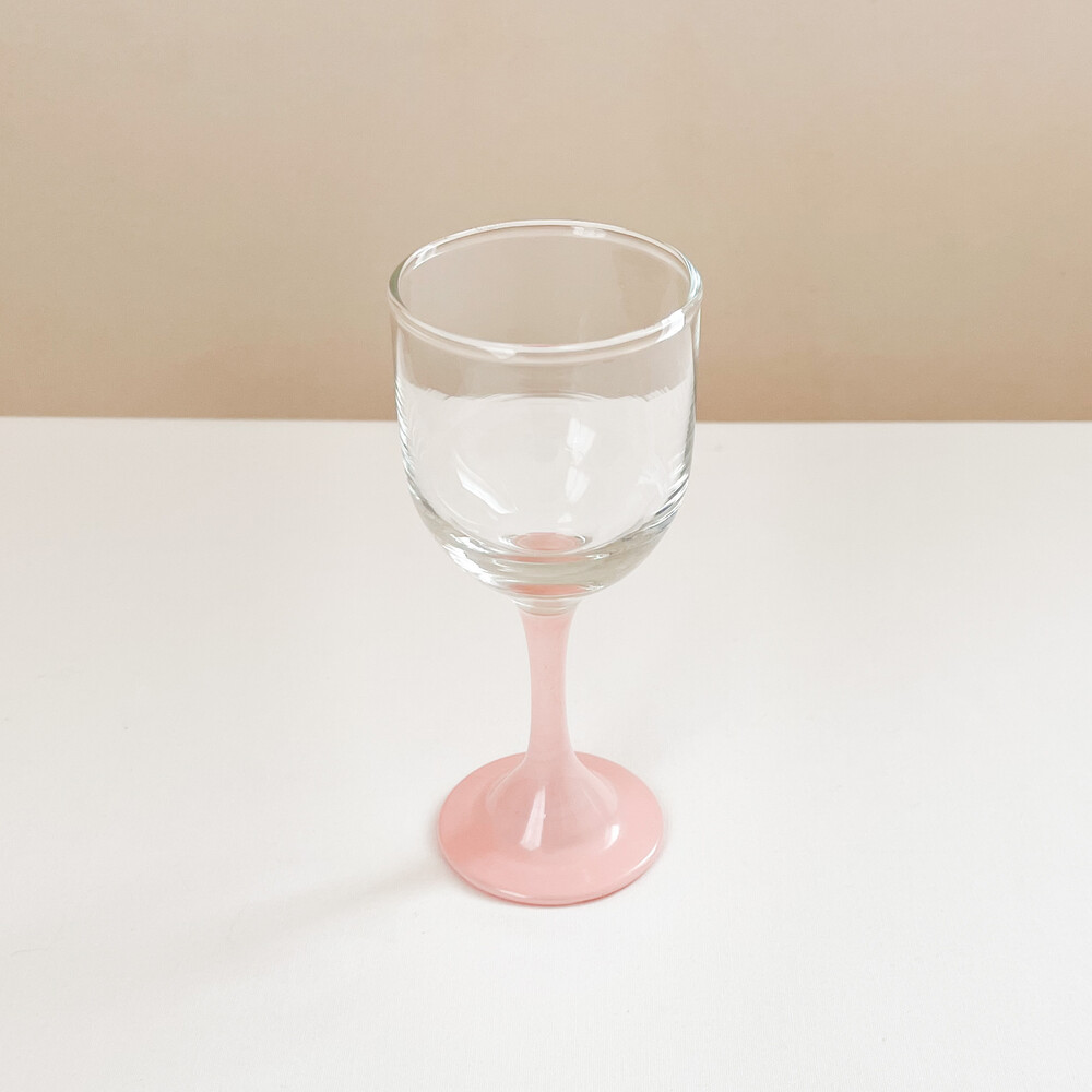 1960s powder rose stem glass