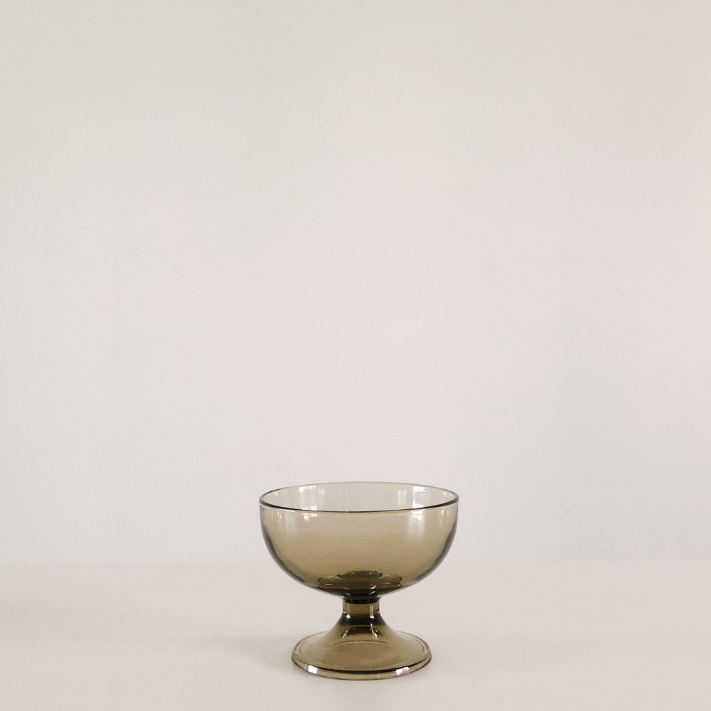1970s french smoky grey sundae glass