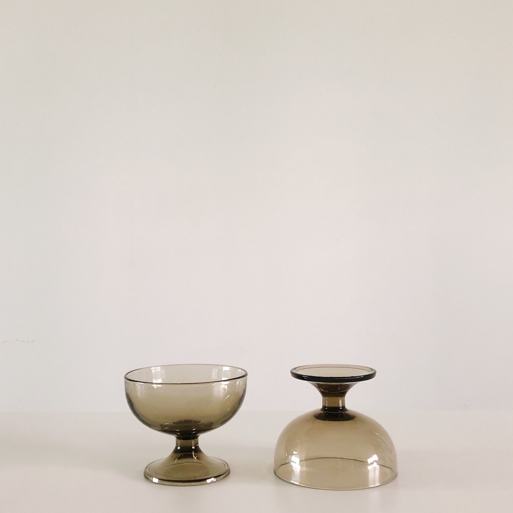 1970s french smoky grey sundae glass