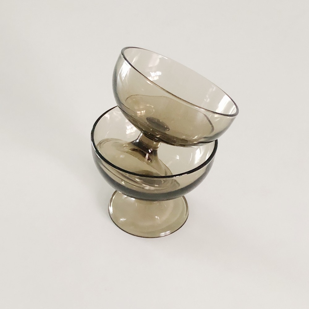1970s french smoky grey sundae glass