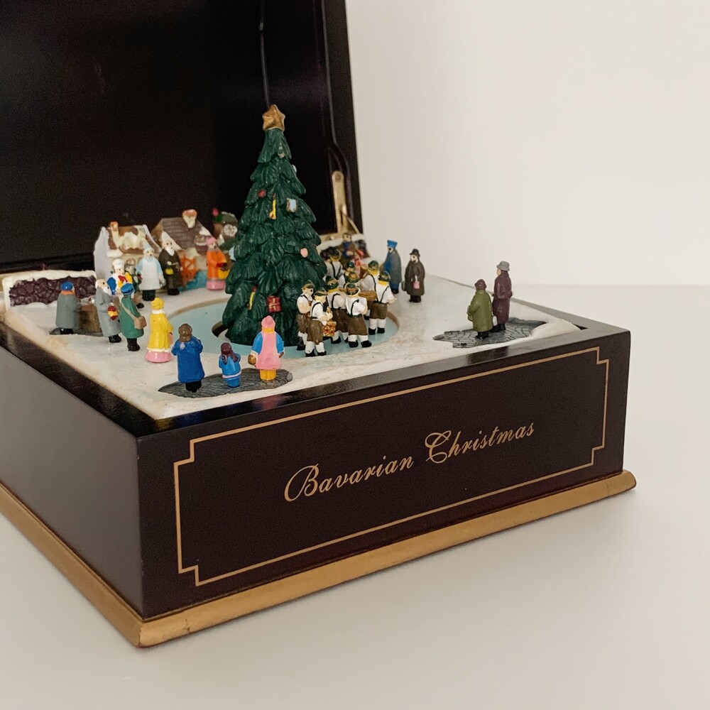 Vintage Christmas wooden music box