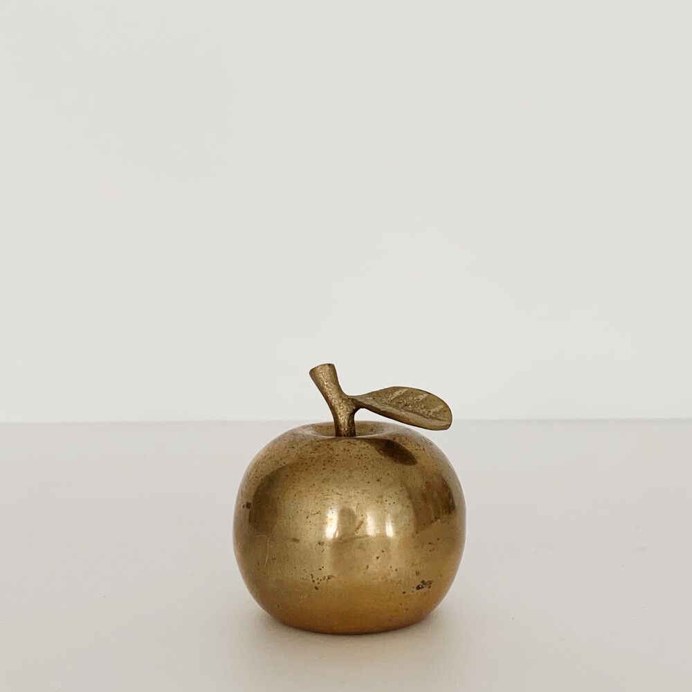 vintage golden apple paperweight