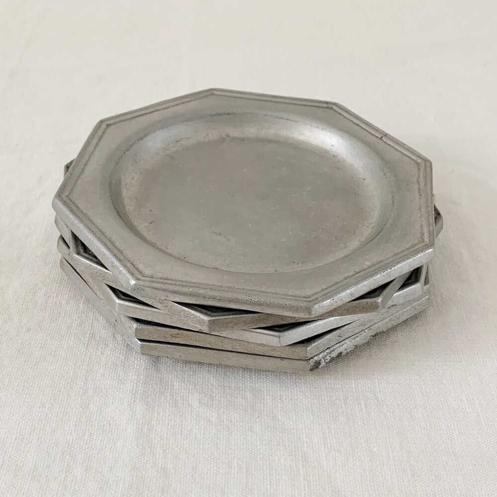 1970s octagon pewter plate