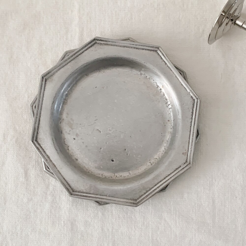 1970s octagon pewter plate