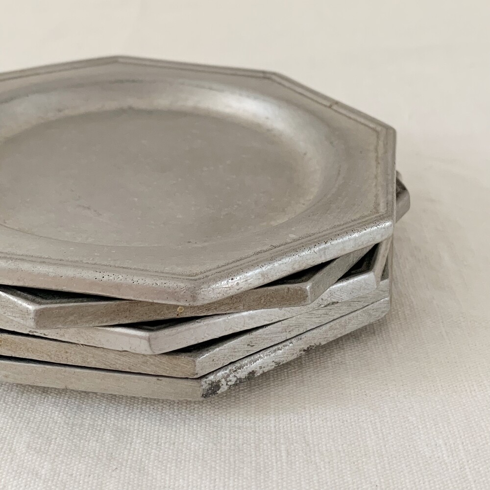 1970s octagon pewter plate