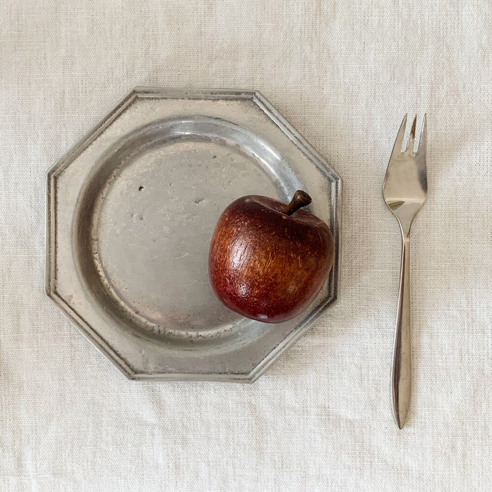 1970s octagon pewter plate