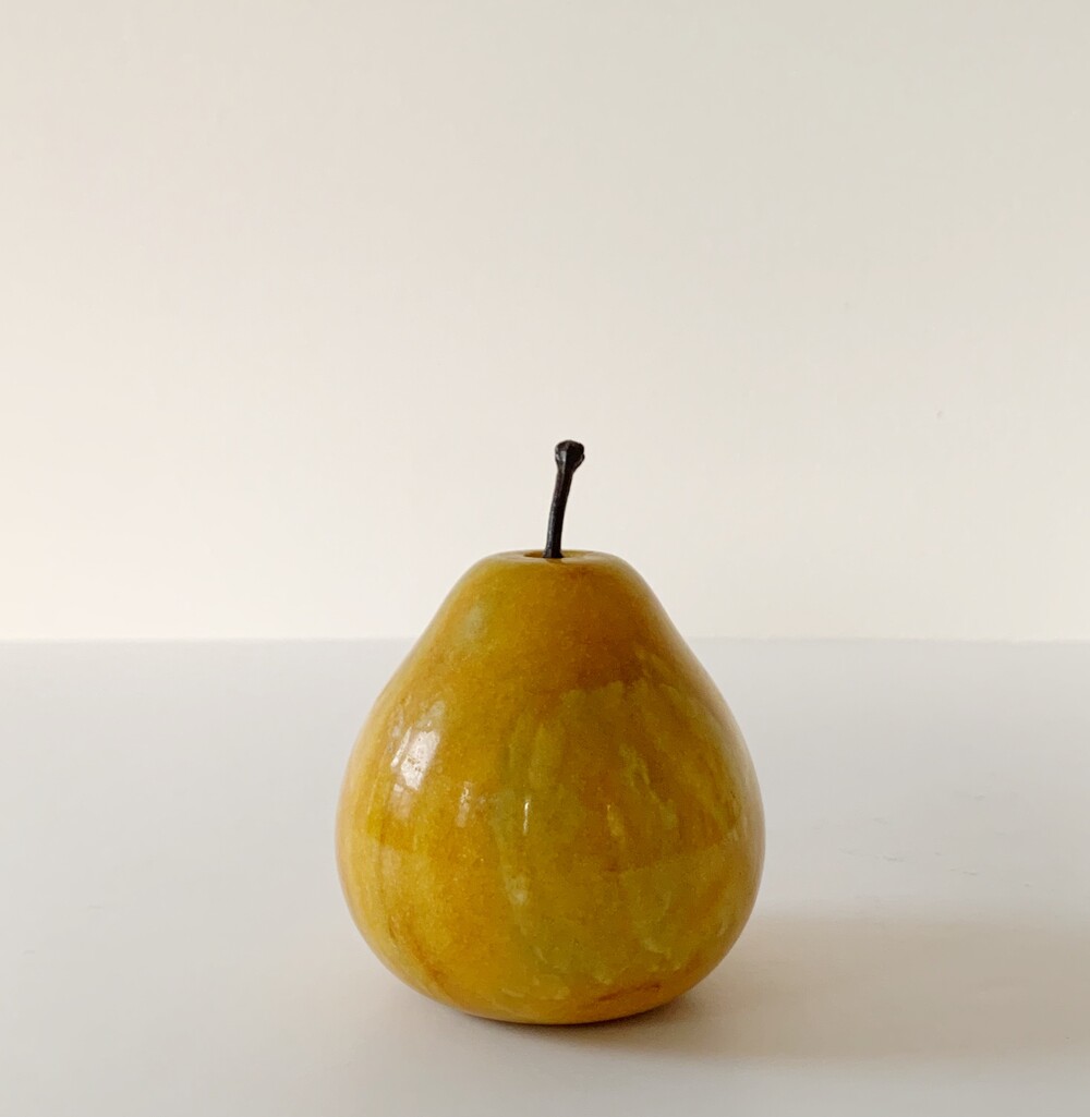 1960s marble golden pear paperweight