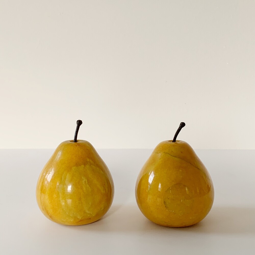 1960s marble golden pear paperweight