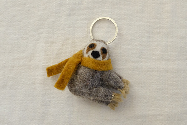 Handmade Needle Felt Sloth Keyring