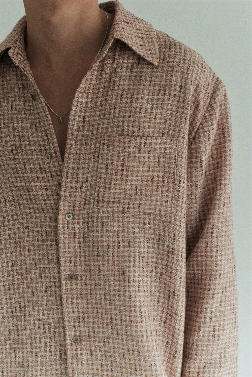 Pink Linen Tweed Shirt