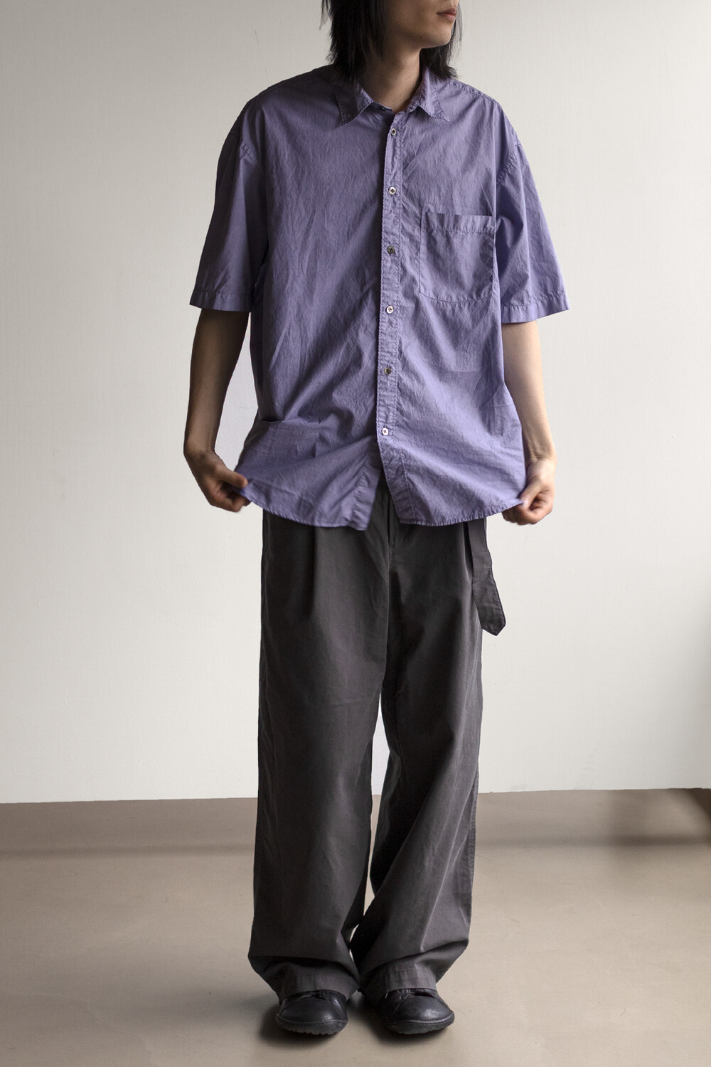 washed glitch half shirt - dyed lavender