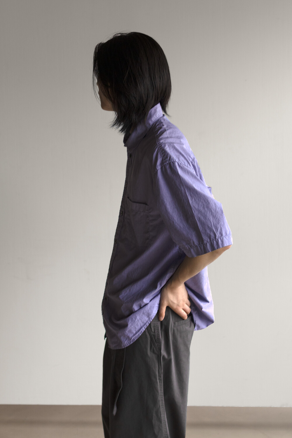 washed glitch half shirt - dyed lavender