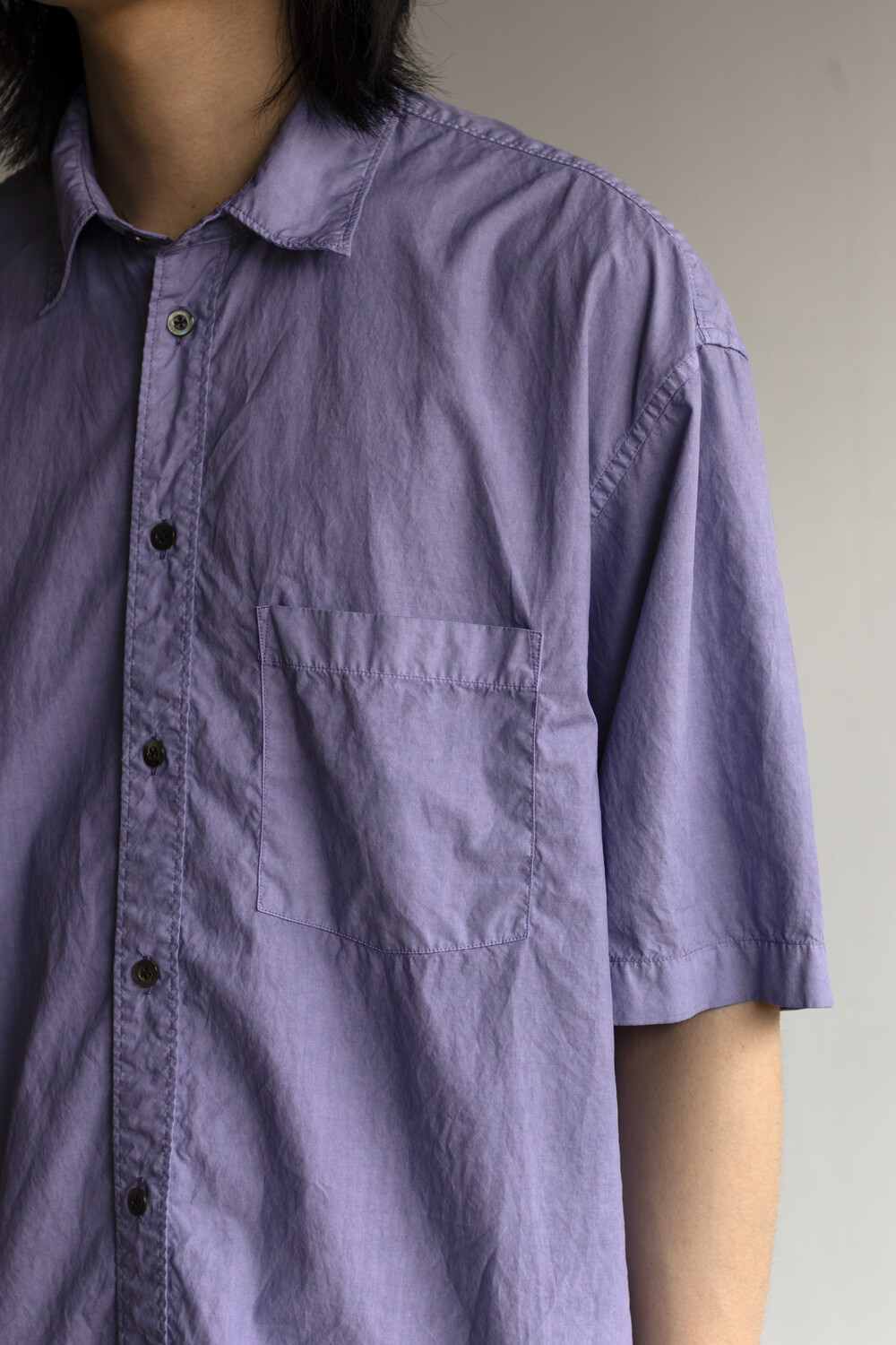 washed glitch half shirt - dyed lavender