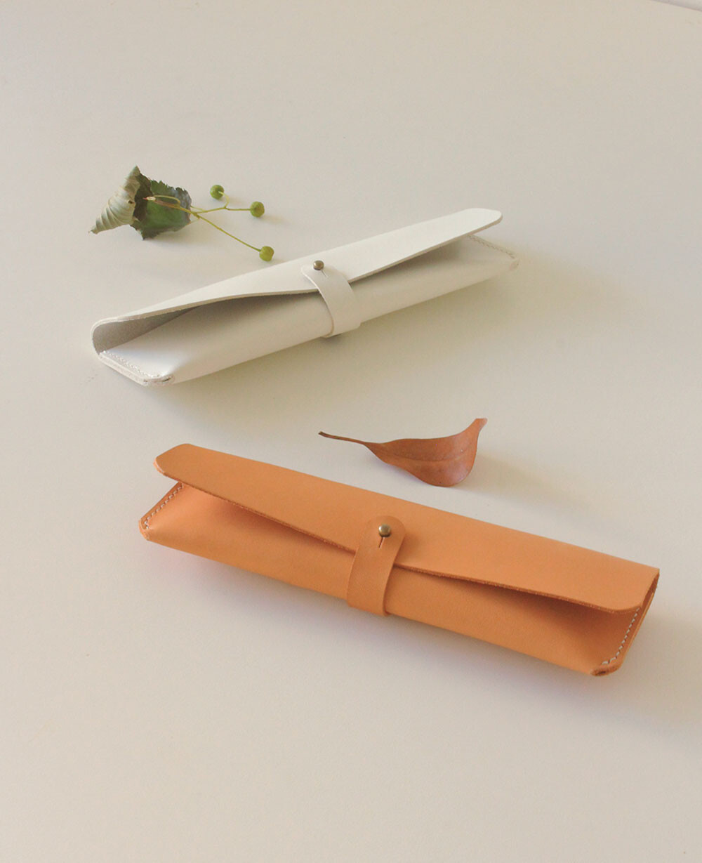 [가죽] 버튼 펜슬 케이스