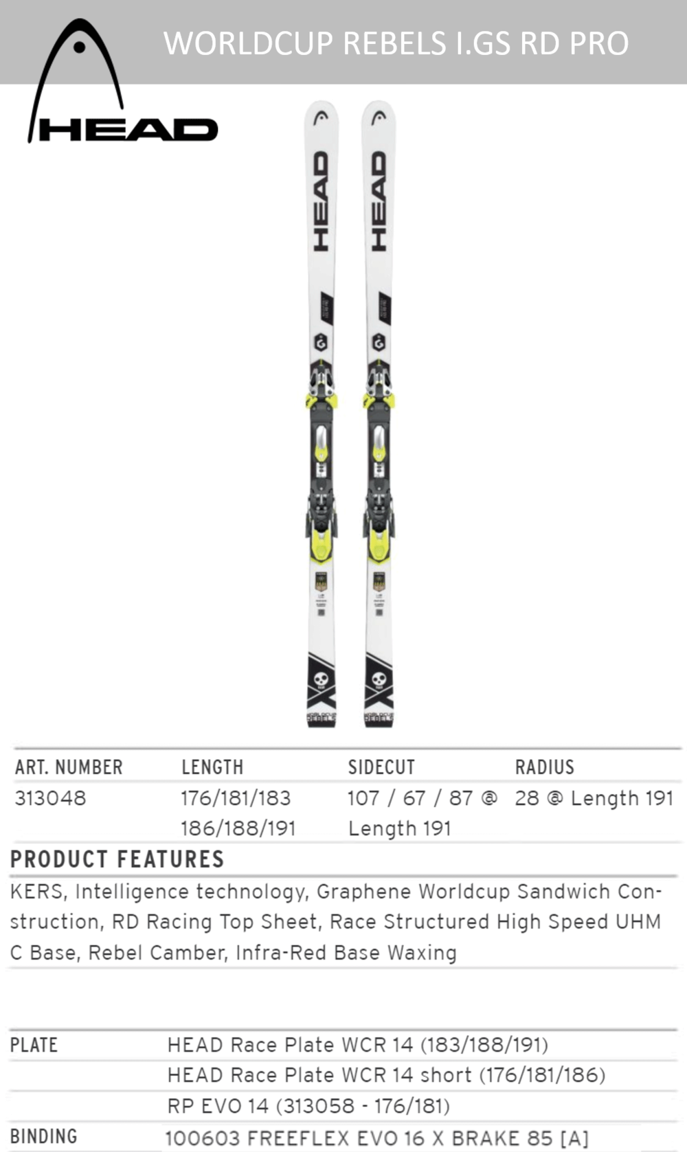1819 HEAD WORLDCUP REBELS I.GS RD PRO (RP : WCR 14)