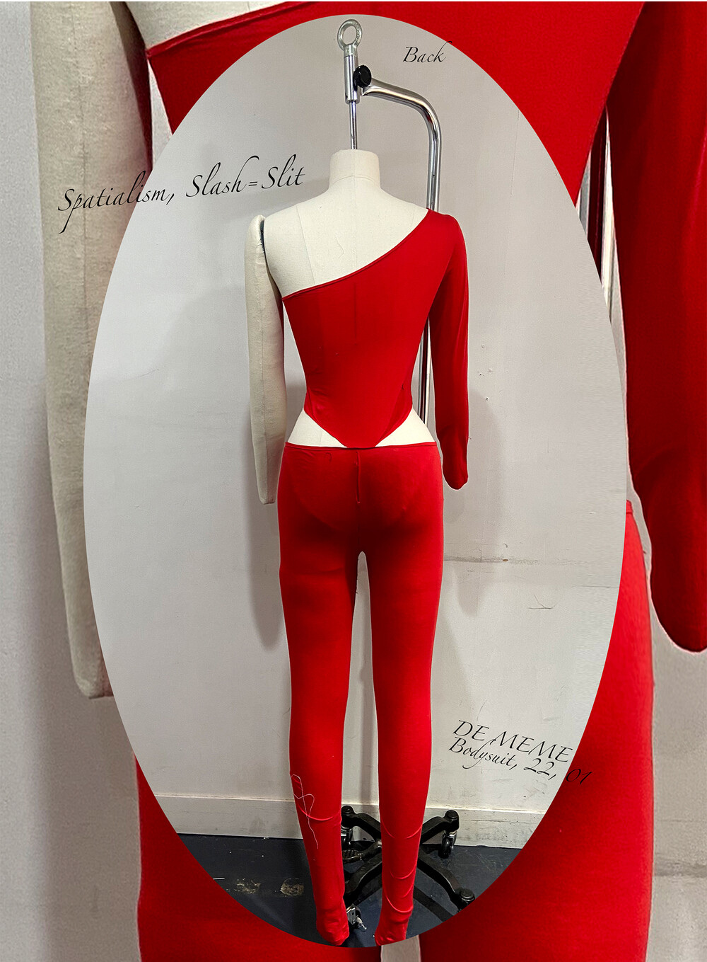 ONE SHOLDER CUT-OUT BODYSUIT_RED