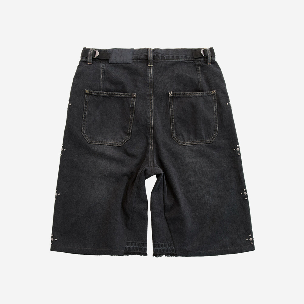 (06.07 PM6:00) 1/2 rebuild gosima denim rivet flowers - black