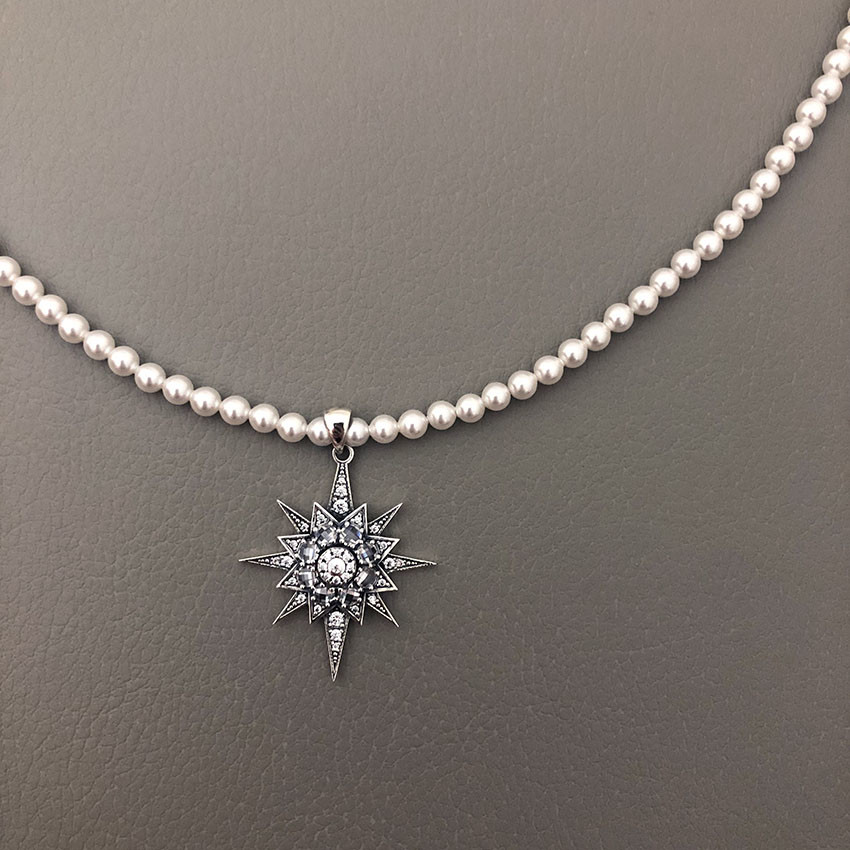 Layered Star Pearl Necklace