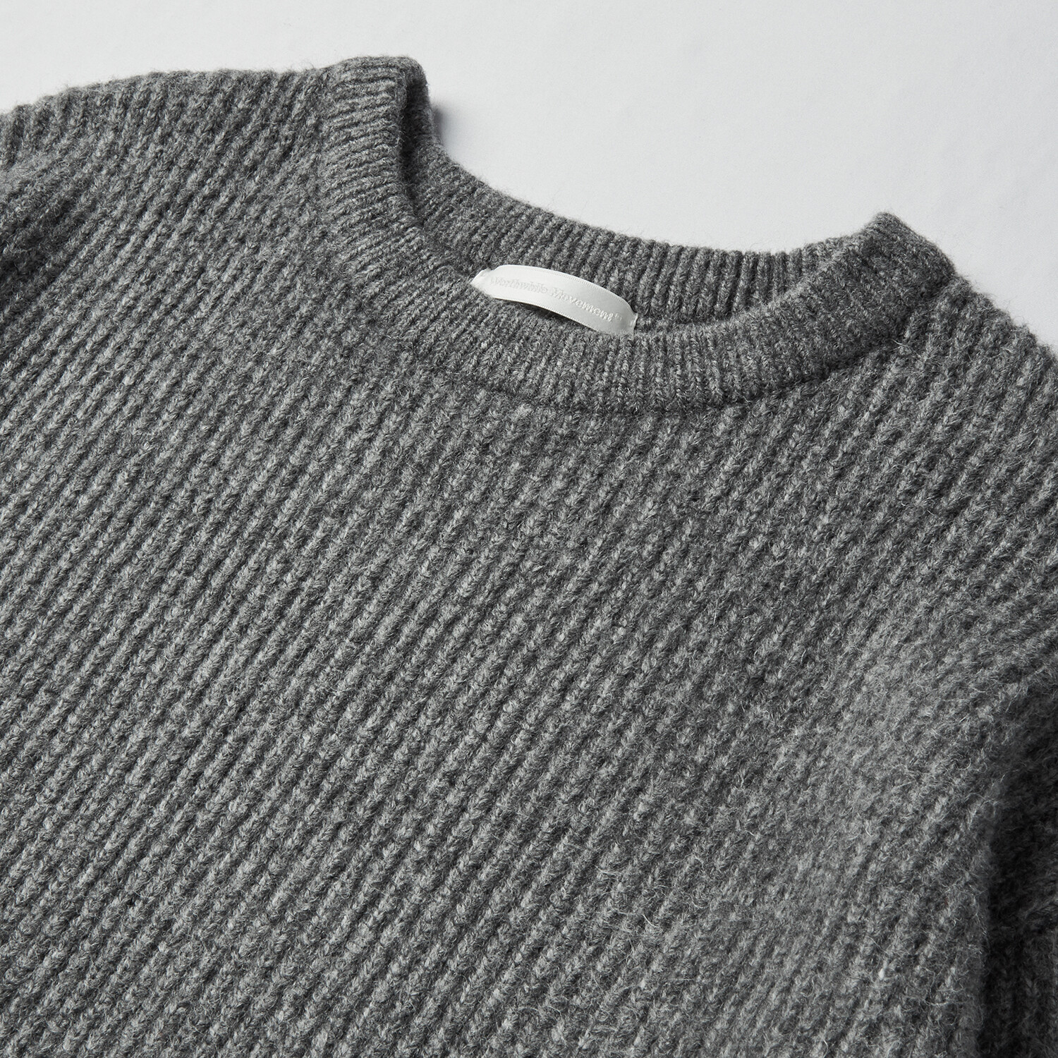 MELANGE RIB CREWNECK SWEATER (Dark grey)