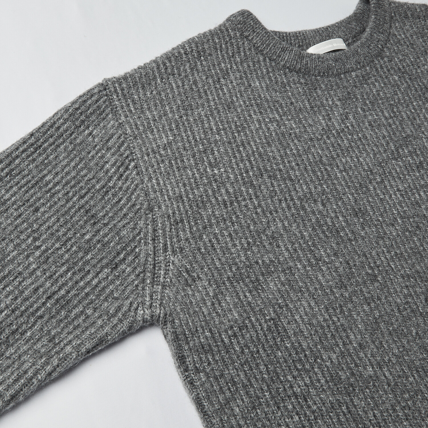 MELANGE RIB CREWNECK SWEATER (Dark grey)
