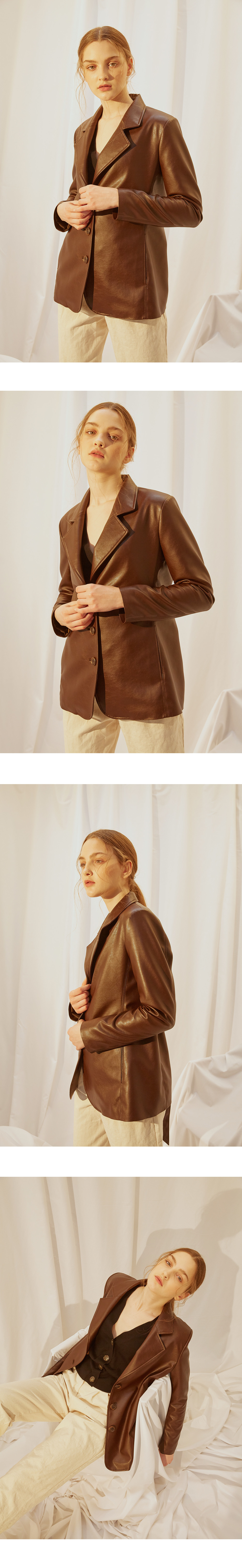 BASIC LEATHER JACKET - BROWN