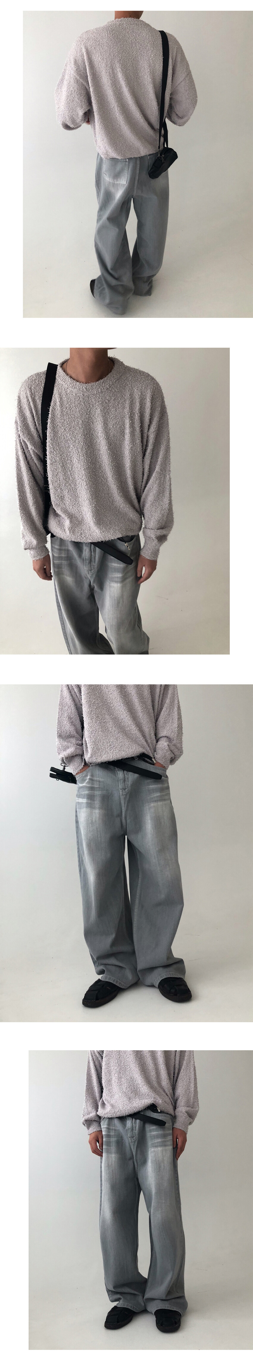 slop dyeing denim pants (grey)