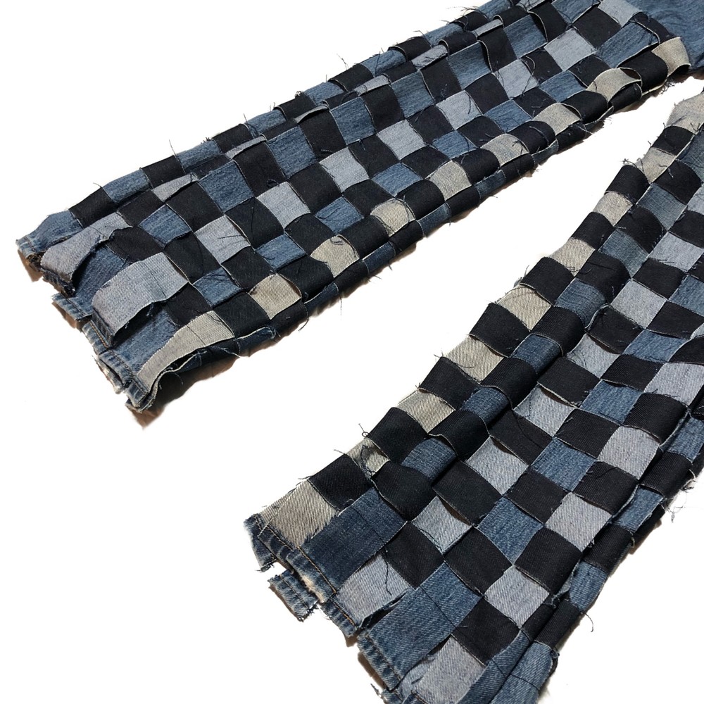 Check pattern denim jeans CT0023