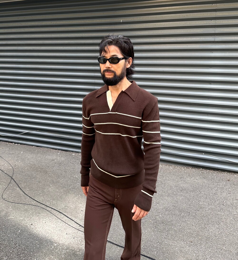 Vintage 70's Disco Collar Knit (Brown)