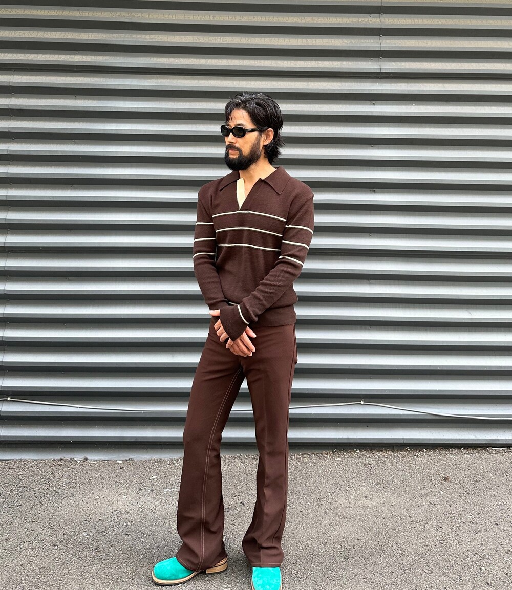 Vintage 70's Disco Collar Knit (Brown)