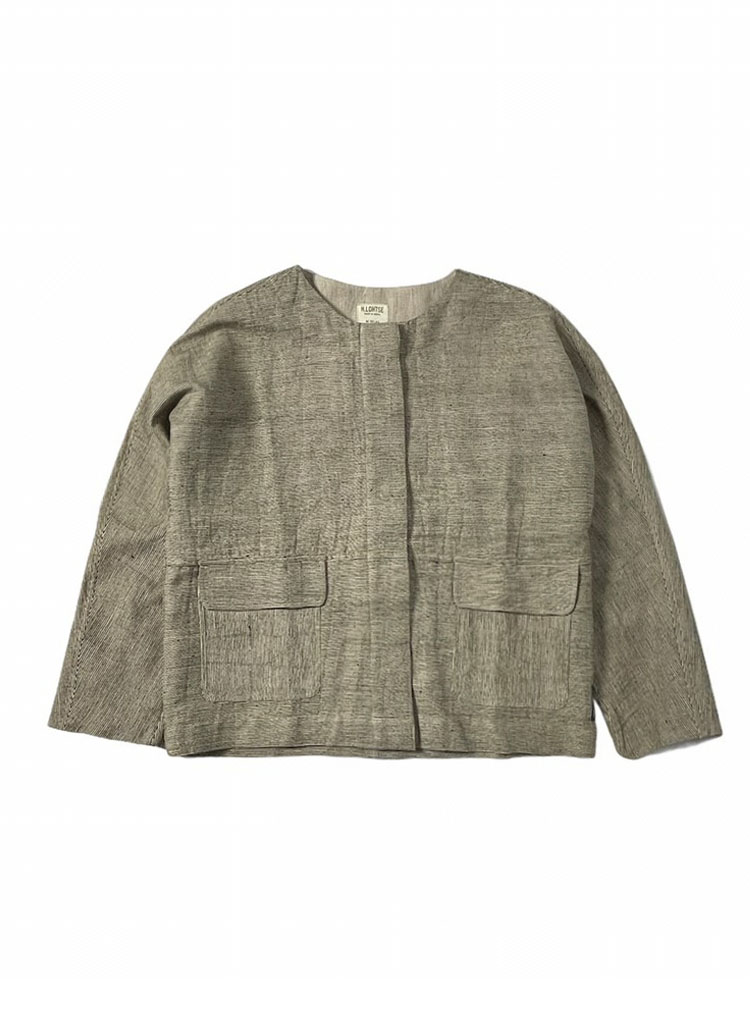 Linen&Cotton Stripe Batwing sleeve jacket