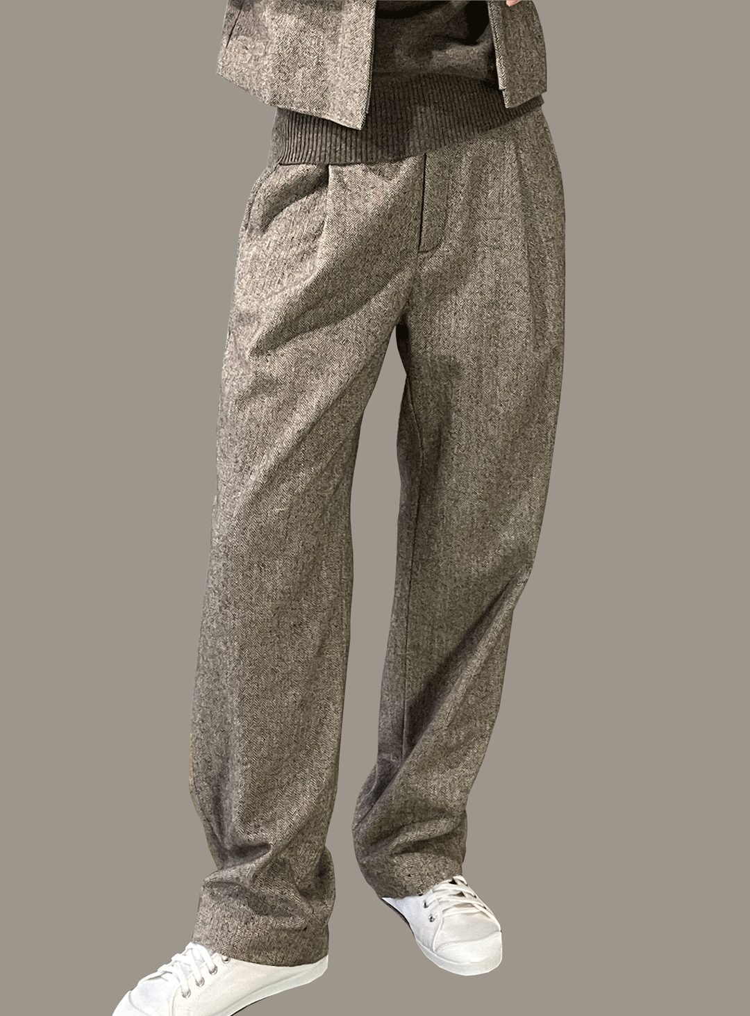 Herringbone wool pants