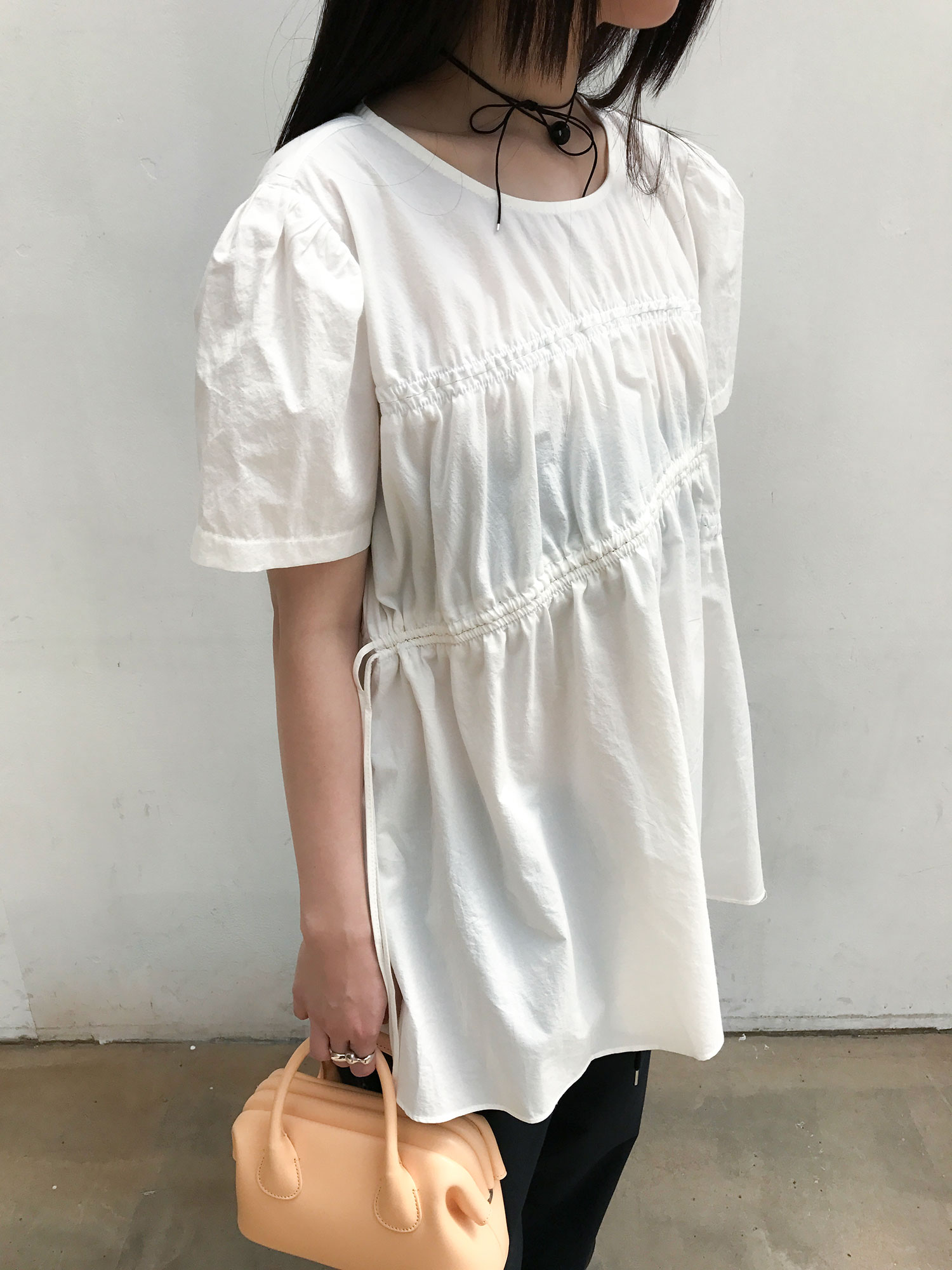 BABY SHIRRING COTTON BLOUSE, WHITE (2C)