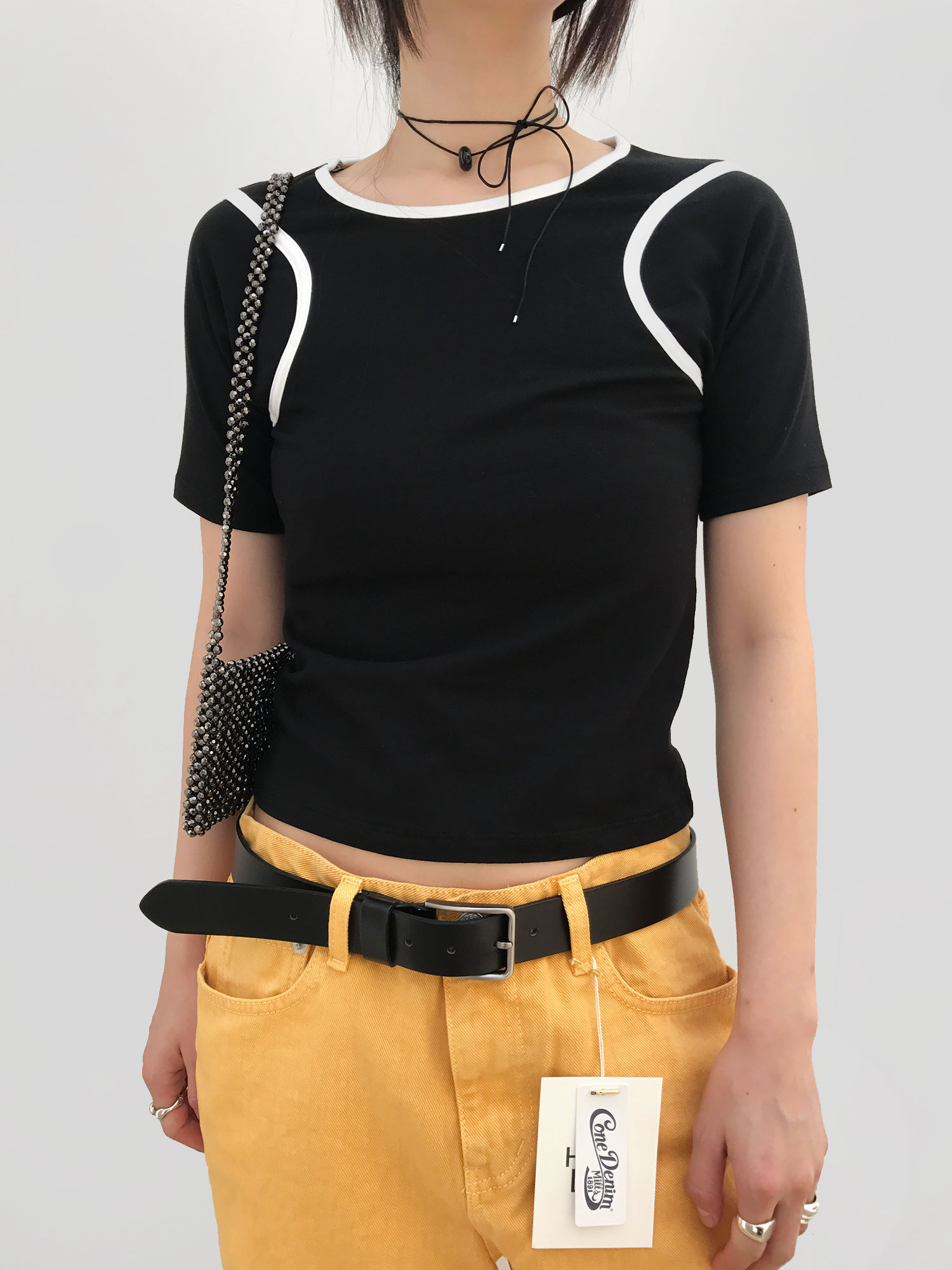 OUT FRAME SLIM TEE, BLACK (2C)