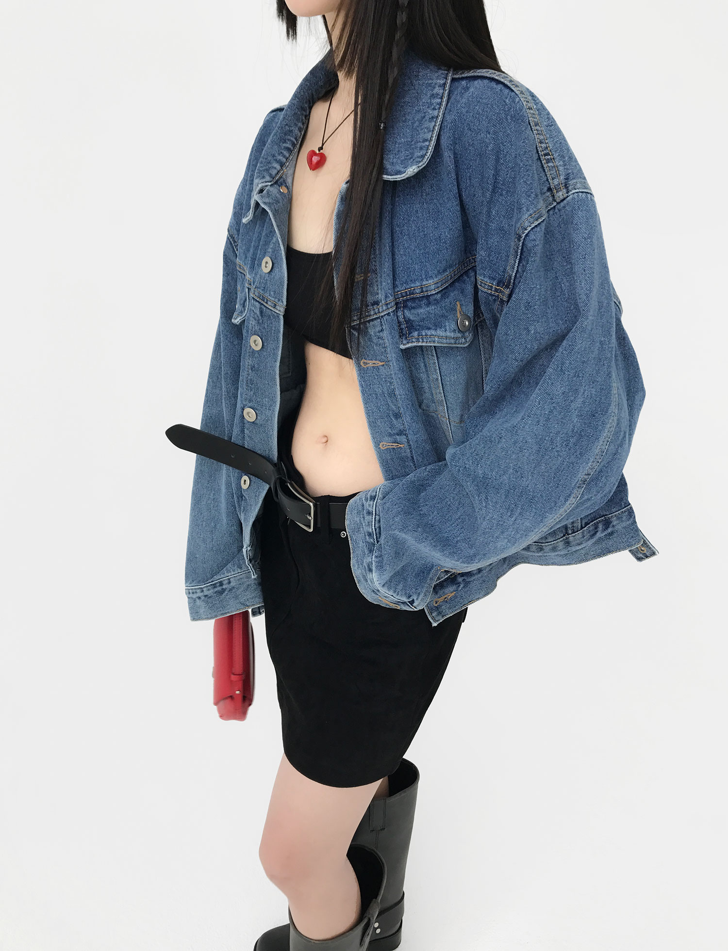 SUEDE FLAT LOW SKIRT, BLACK (2C)