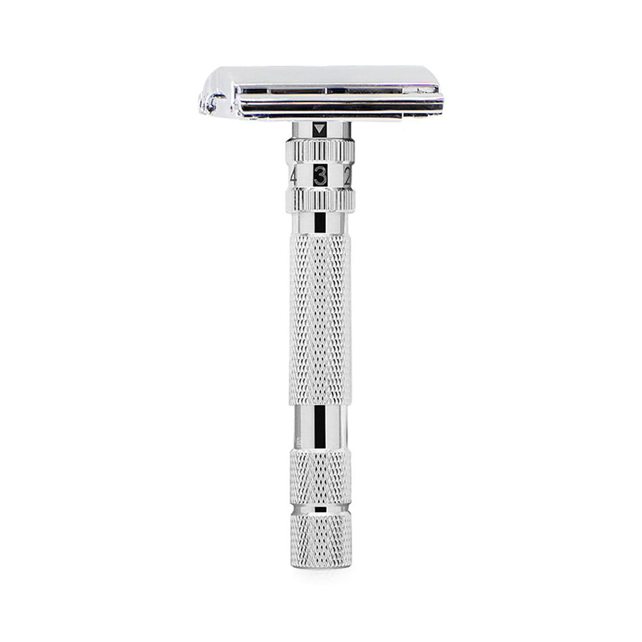 Rockwell Model T2 Adjustable DE Razor - White Chrome