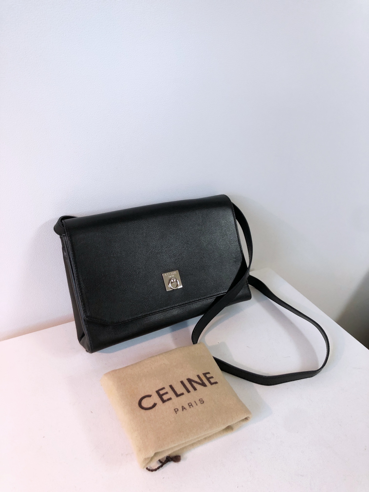 CELINE Square Logo Leather 2Way Bag