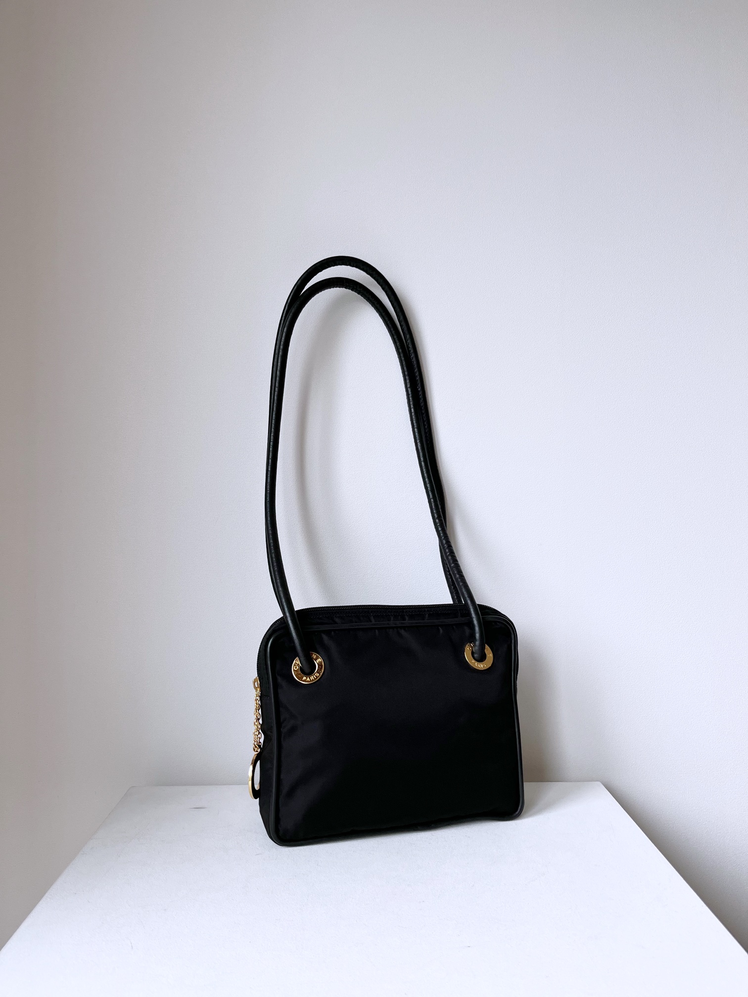CELINE Ring Logo Nylon Shoulder Bag