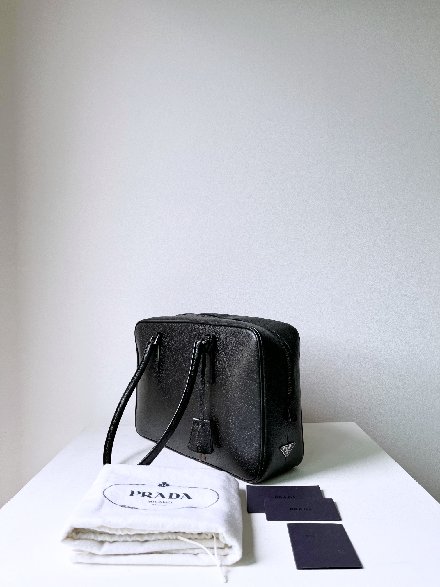 PRADA Leather Lock Satchel Shoulder Bag