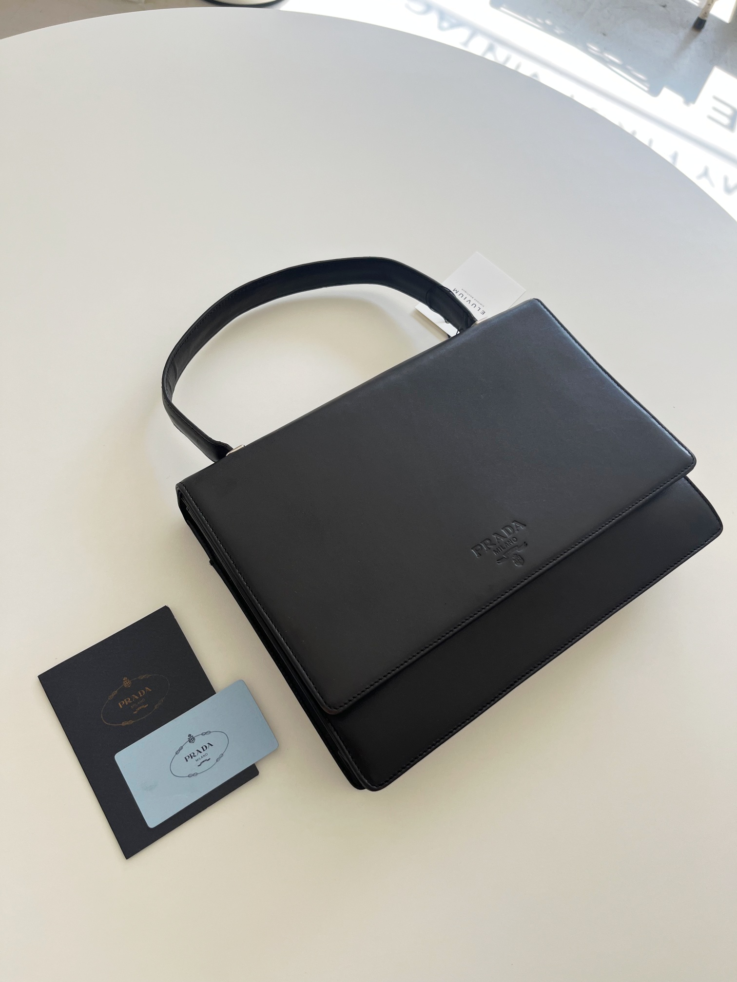 PRADA Leather Square Tote Bag