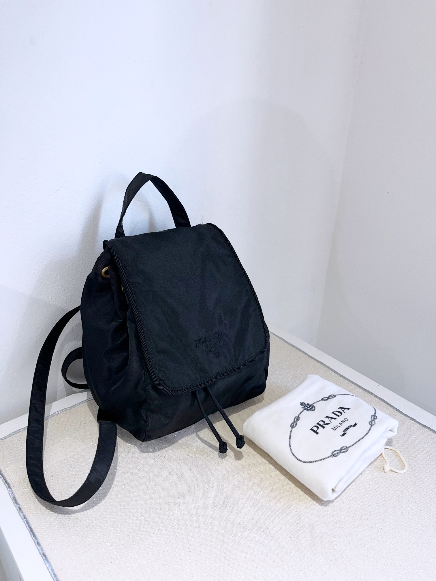 PRADA Embroidered Logo Pocono Mini Backpack
