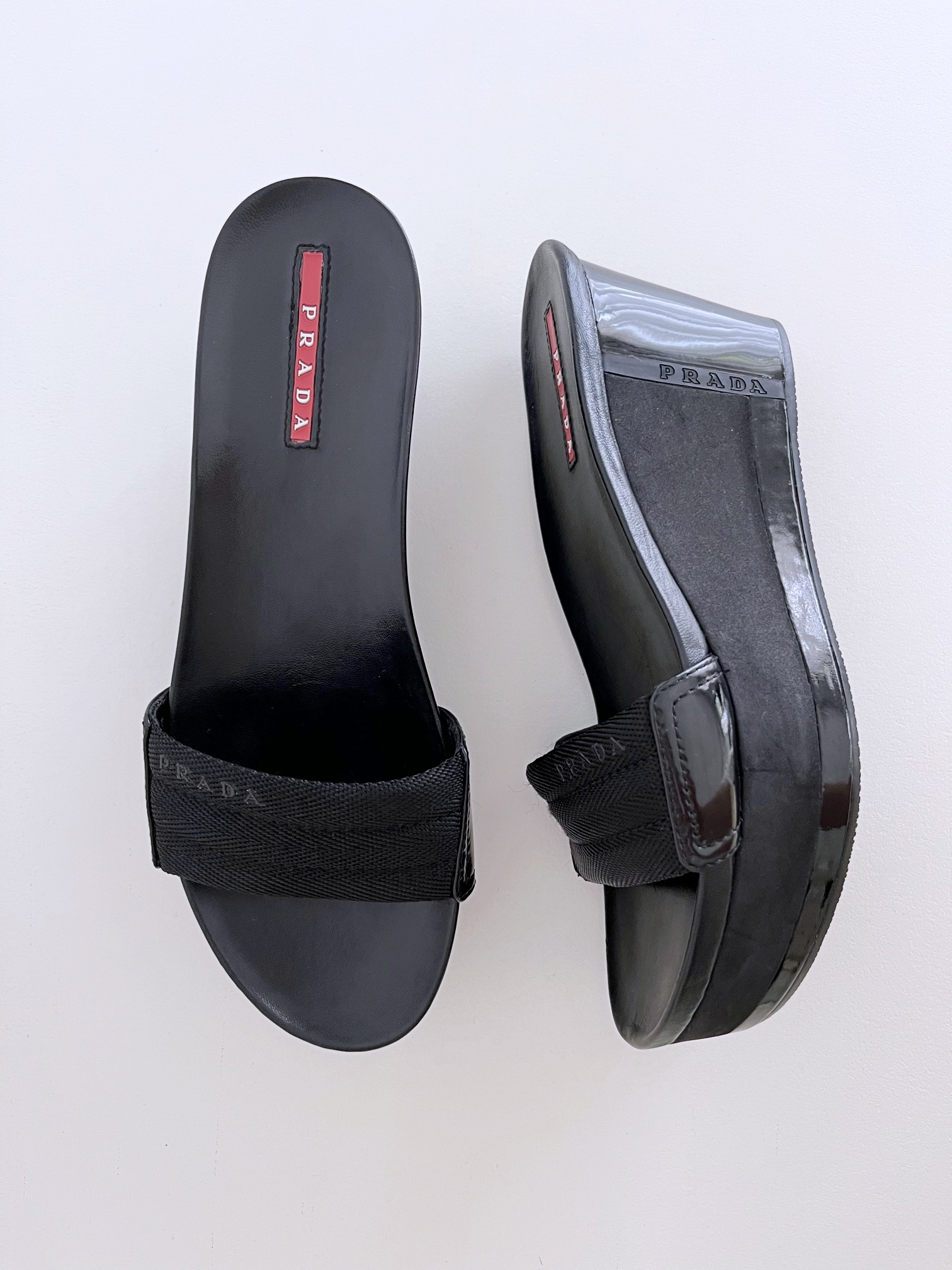 PRADA Sport Wedge Sandals (37)