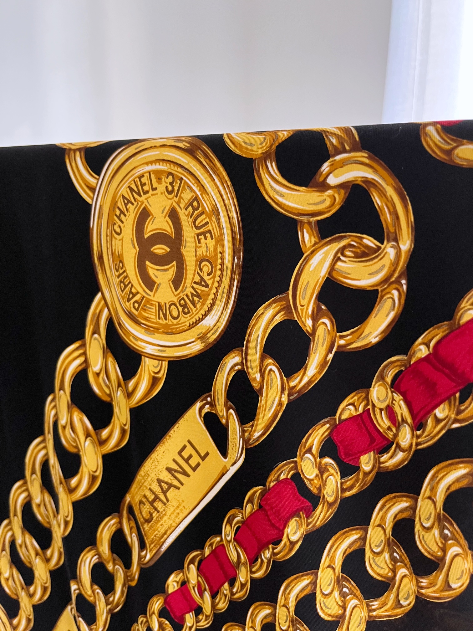 CHANEL Chain Motive Silk Scarf