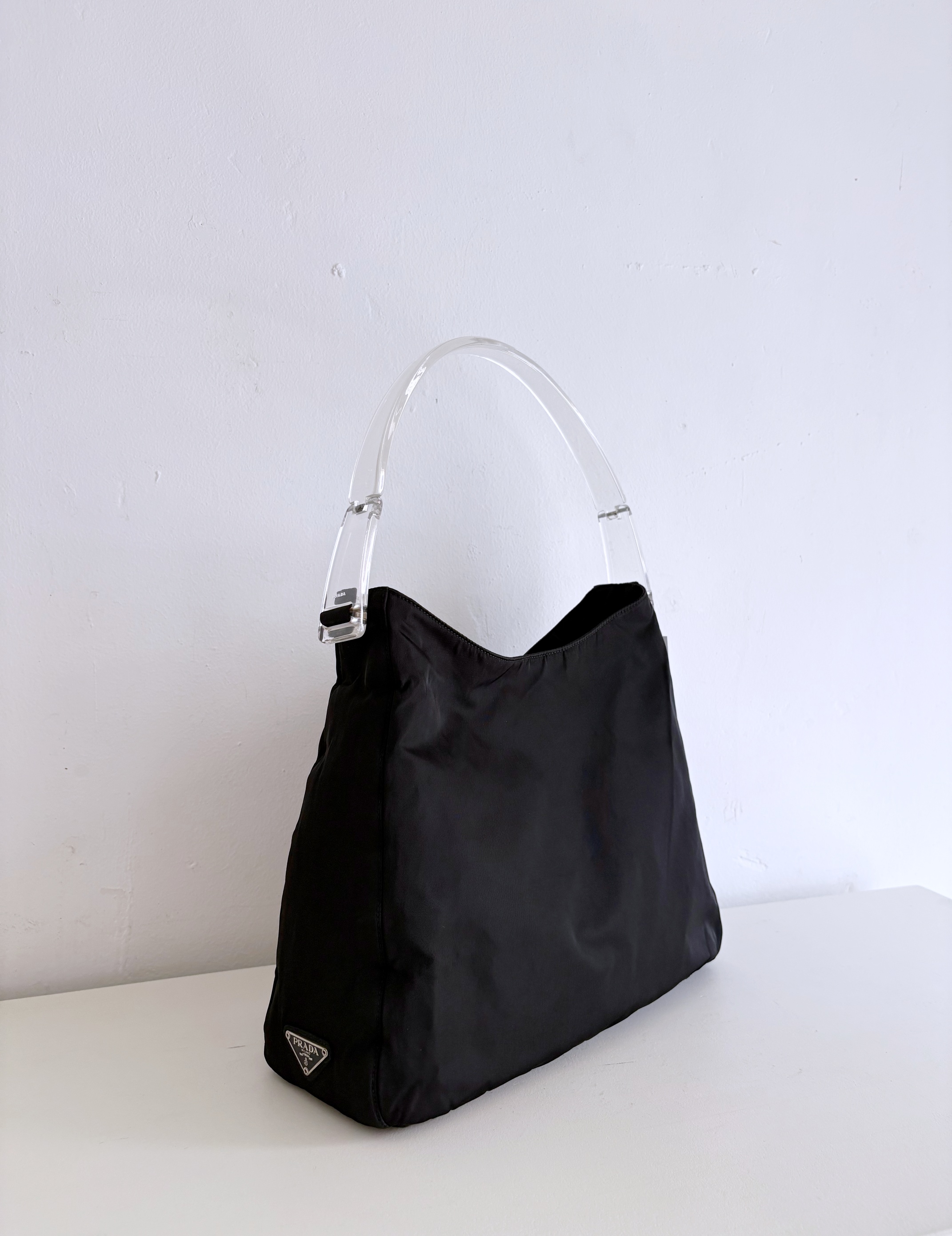 PRADA Plastic Handle Pocono Shoulder Bag