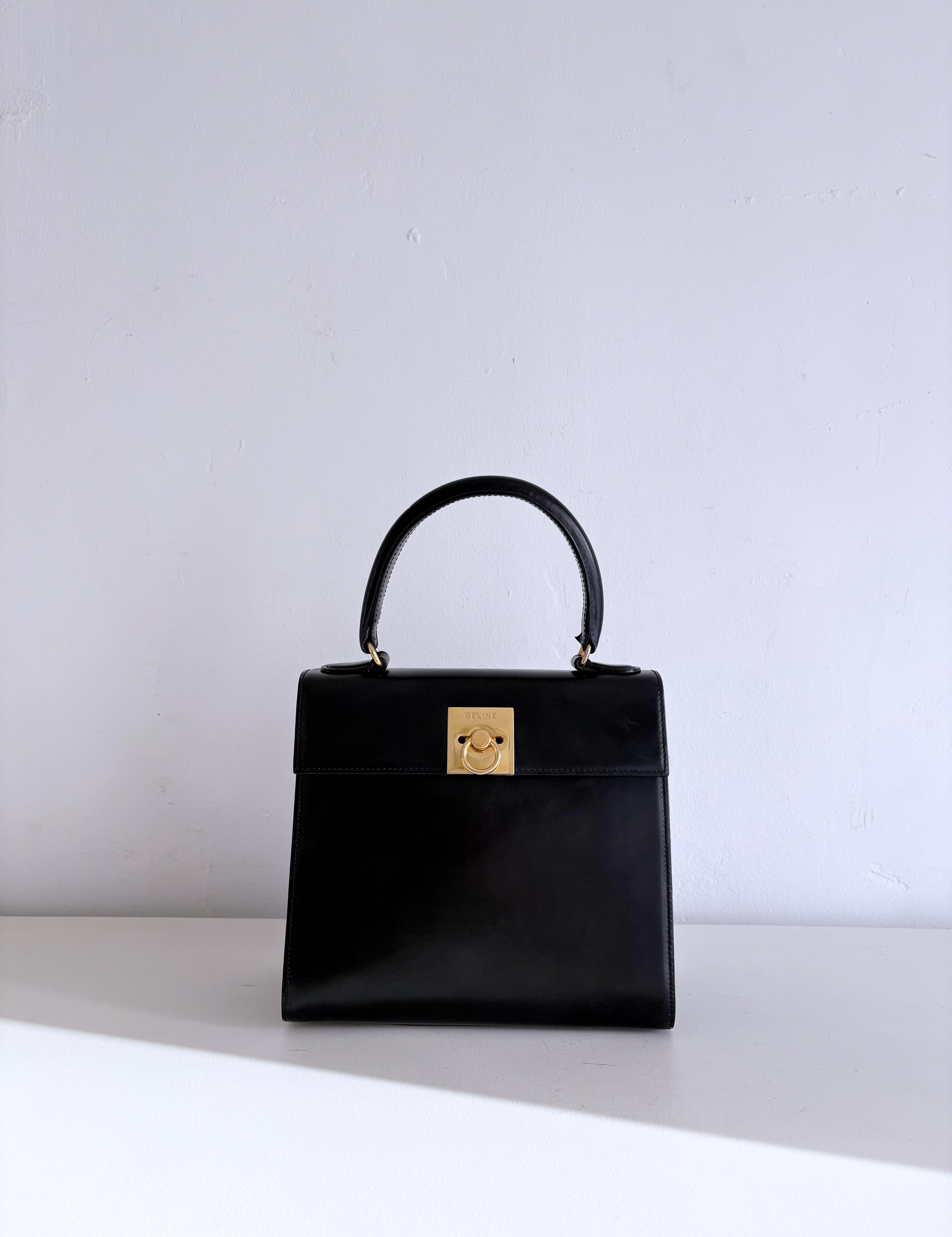 CELINE Square Lock Leather Kelly Bag