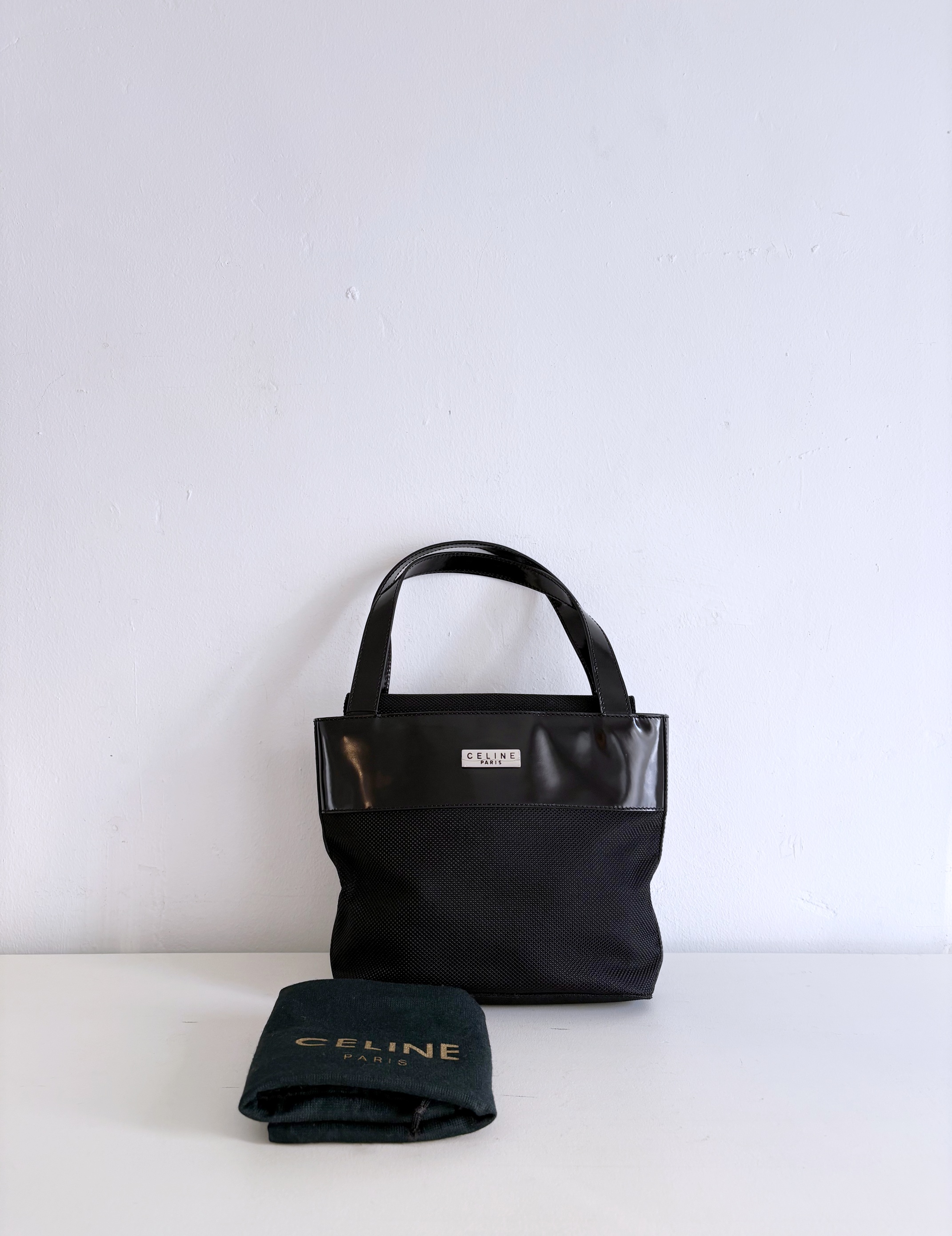 CELINE Square Logo Pique Fabric Tote Bag